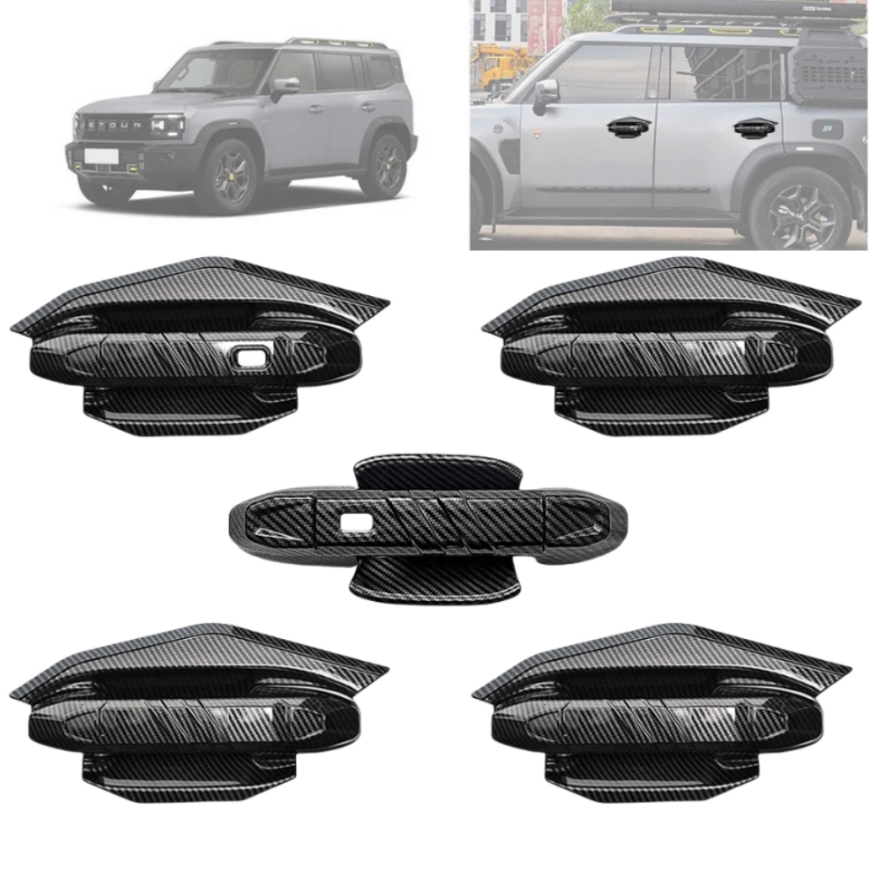 Car Exterior Decorative Carbon Fiber Door Handle Bowl Cover Trim For ...