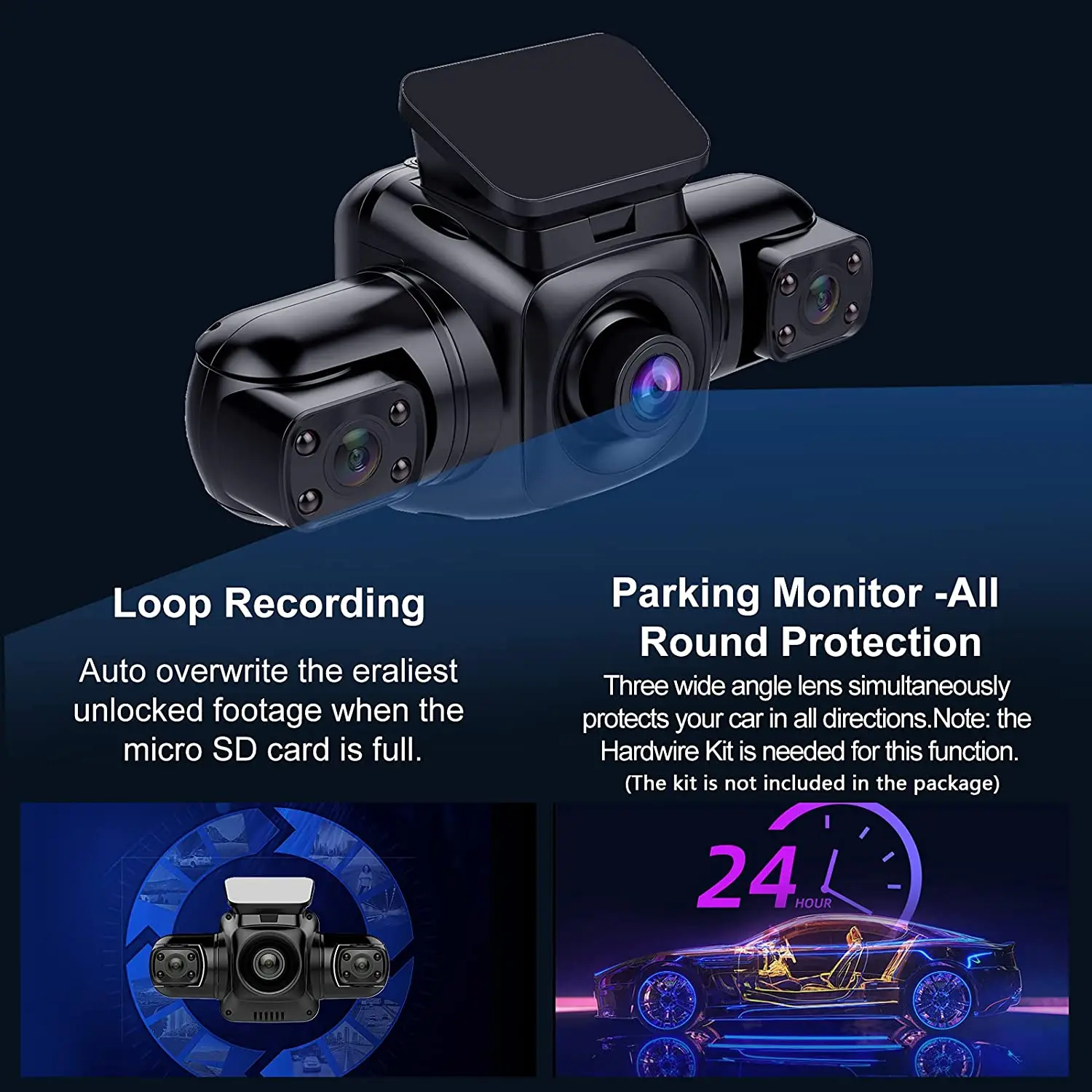 4 Camera 1080P Car DVR Wifi GPS Logger with Night Vision