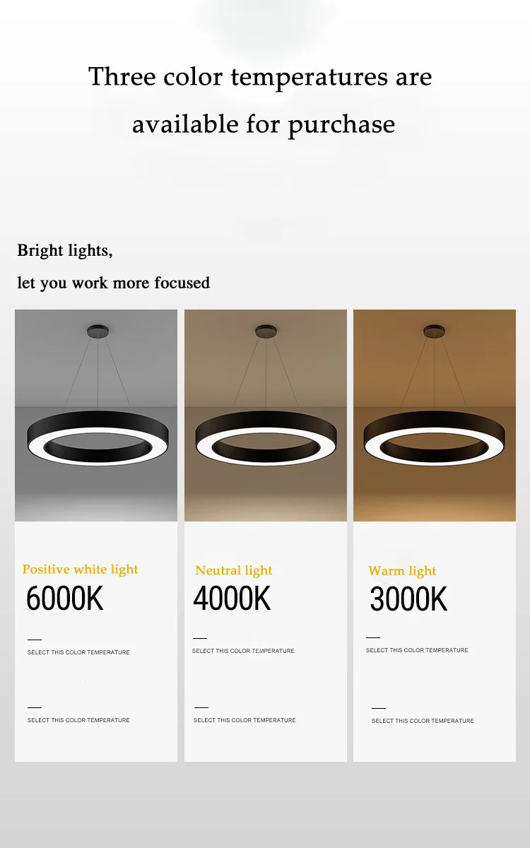Office Modern Led Project Chandelier Round Hollow Circle Size Ring Gym ...