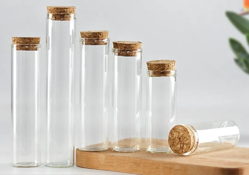 Empty Glass Test Tubes with Cork Stoppers - Versatile Vials