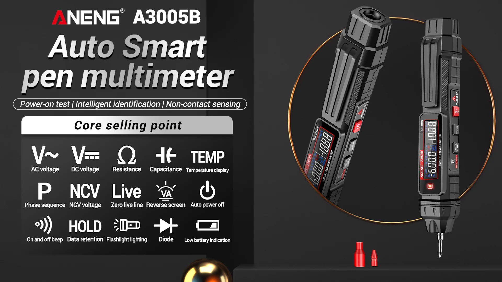 Aneng A3005b Digital Multimeter Non-contact Professional Meter Pen Type ...