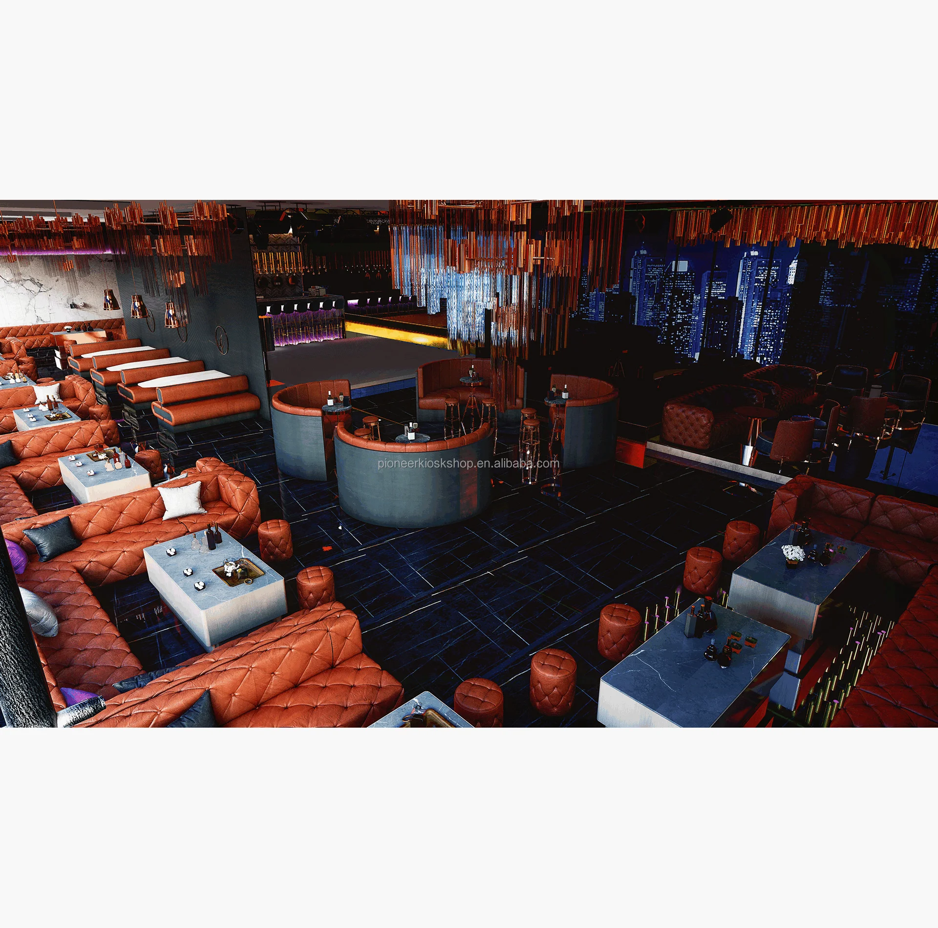 Modern Private Club Counter Design Nightclub Lounge Leather Booth Sofa ...