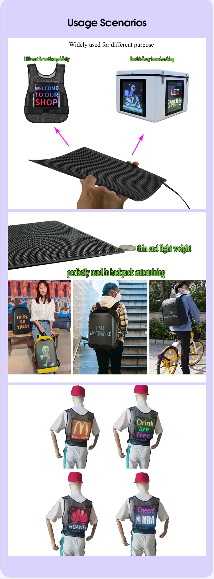 Dynamic LED Advertising Vest - Flexible & Programmable Display