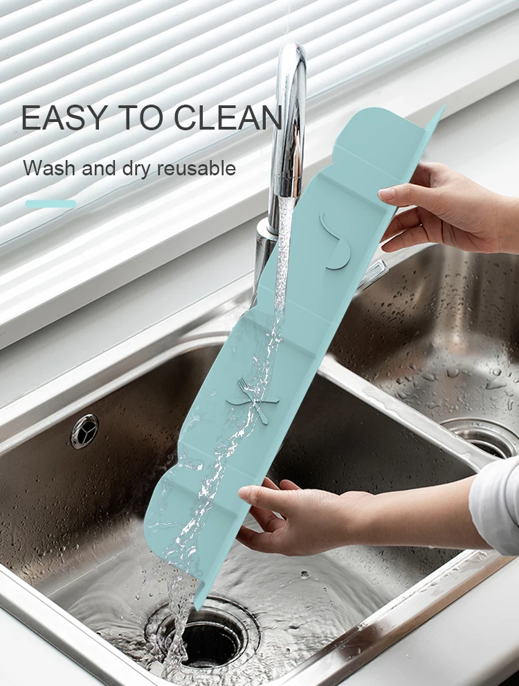 Silicone Sink Water Splash Guard With Strong Suction Cup For Kitchen ...