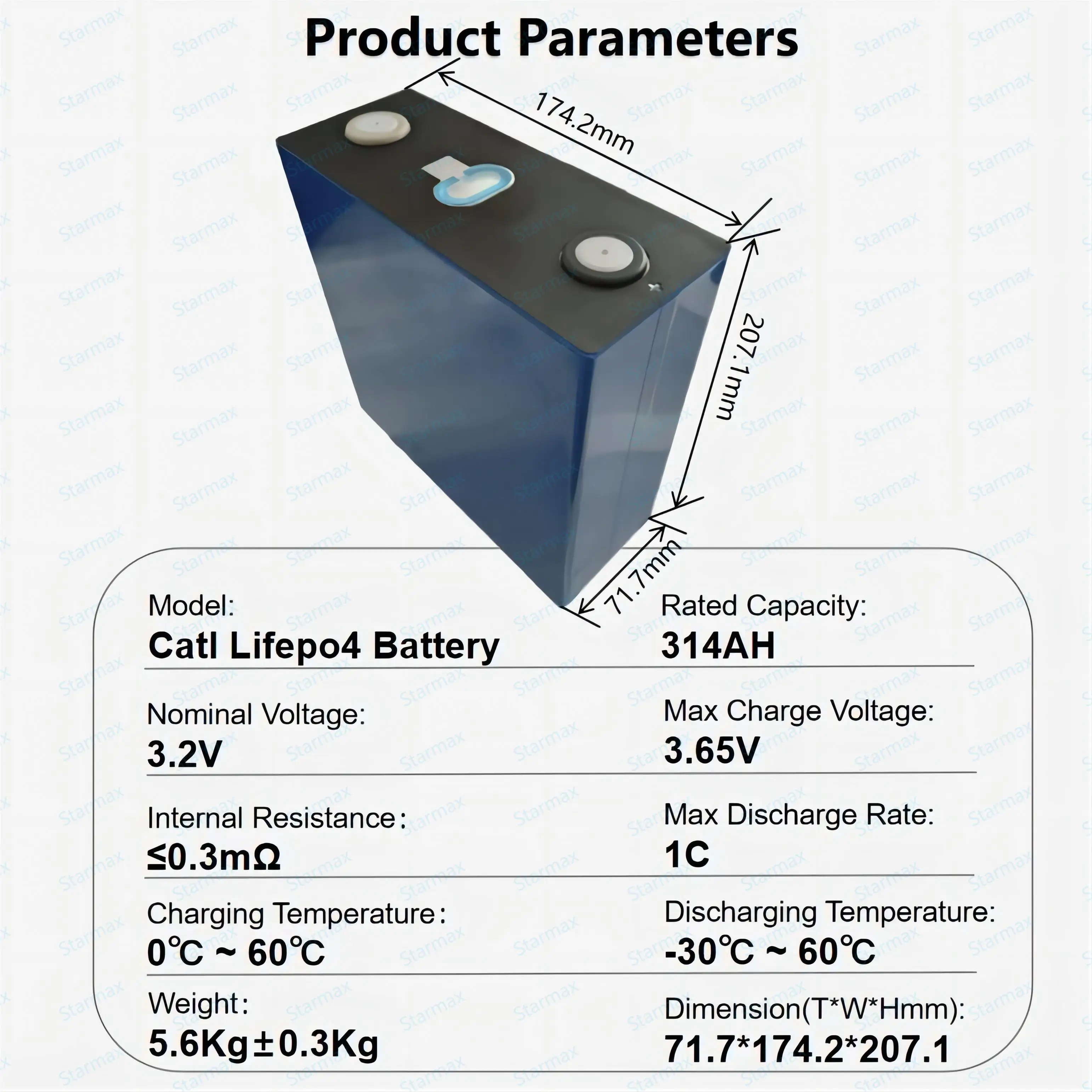 Starmax 11000 Cycle EV Catl Hithium 3.2V 314AH 330AH Battery