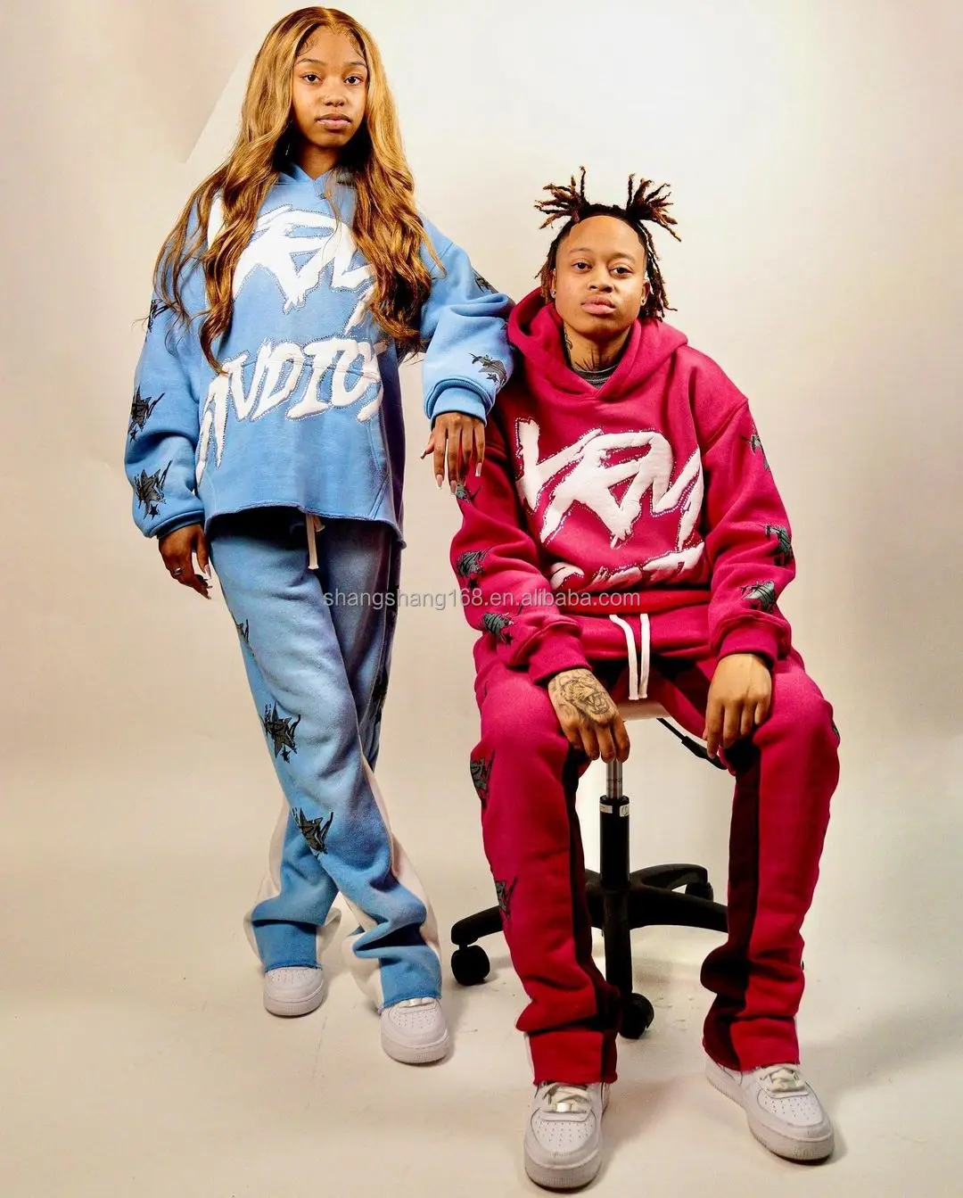 Custom Heavyweight Cropped Puff Print Tracksuit - Men Hoodies