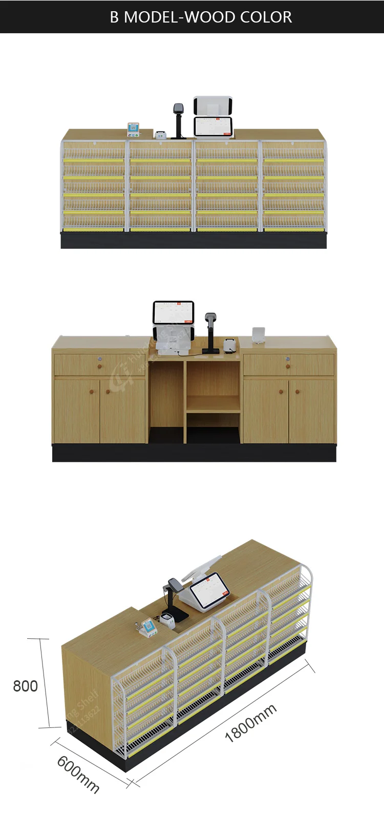 Customized Supermarket Cashier Cash Desk Checkout Counter Grocery ...