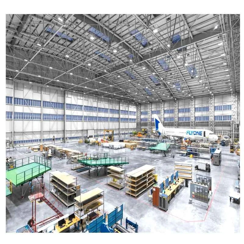 Prefab Steel Structure Space Frame Flat Roof Airplane Hangar Building Cost