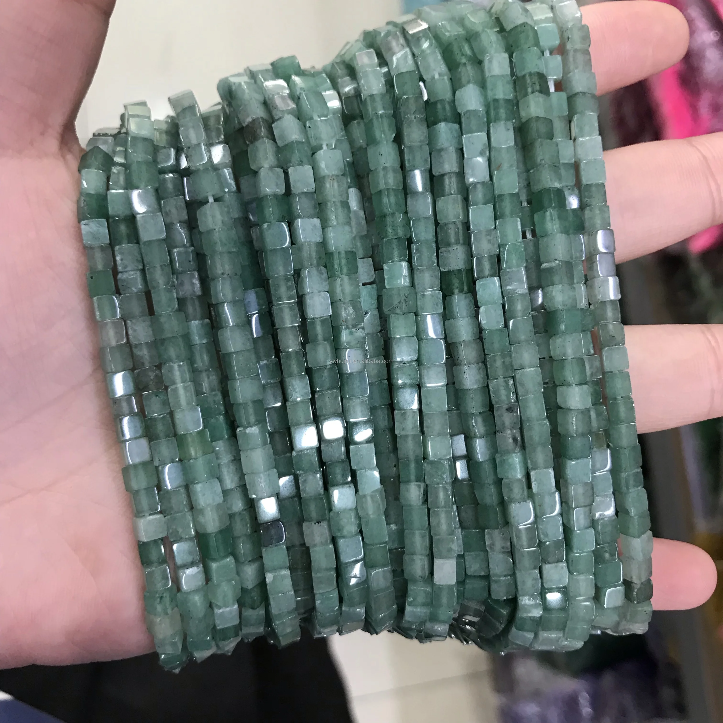 Hui Rui Natural Green Aventurine Stone Abacus Beads Rondelle Gemstone ...