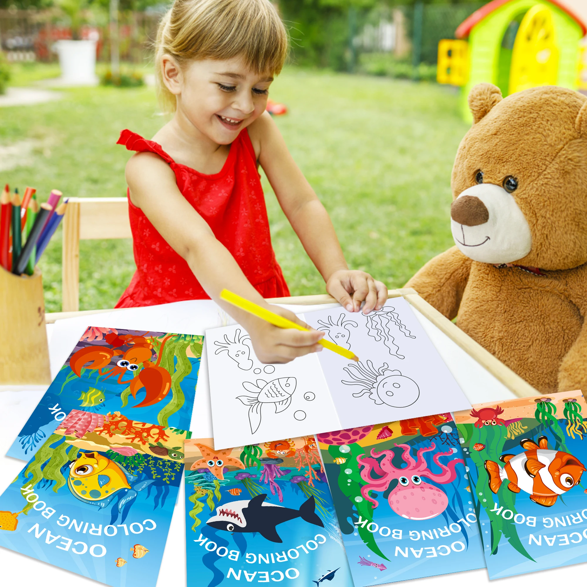 Ty009 Ocean Animals Mini Diy Coloring Book Cartoon Graffiti Painting ...