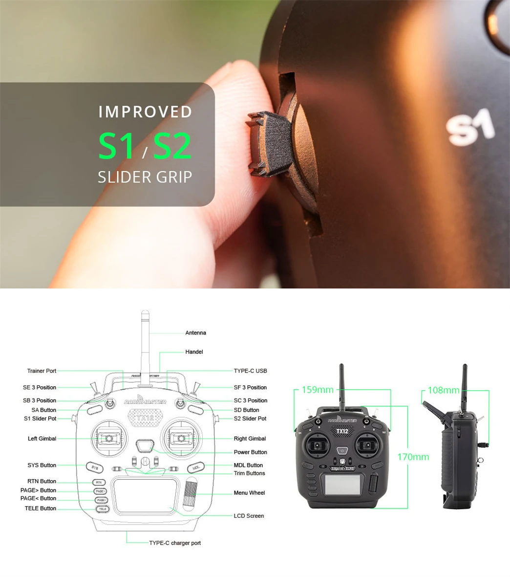 New Radiomaster Tx12 Mkii 16ch Hall Gimbals Support Opentx And Edgetx ...