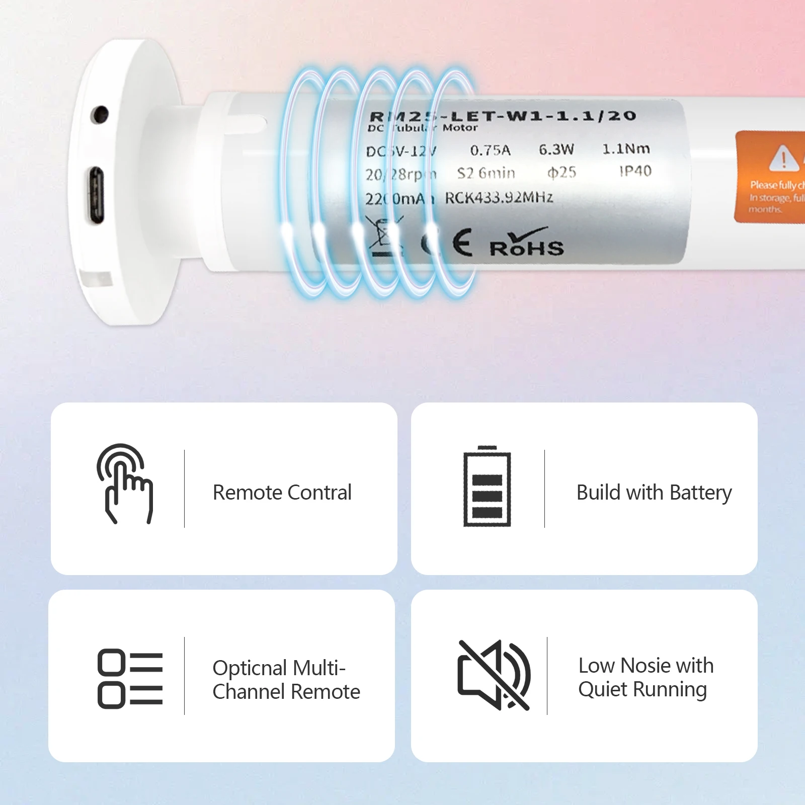 Modern Chinese Style Smart Electric Tubular Motor Remote Control ...