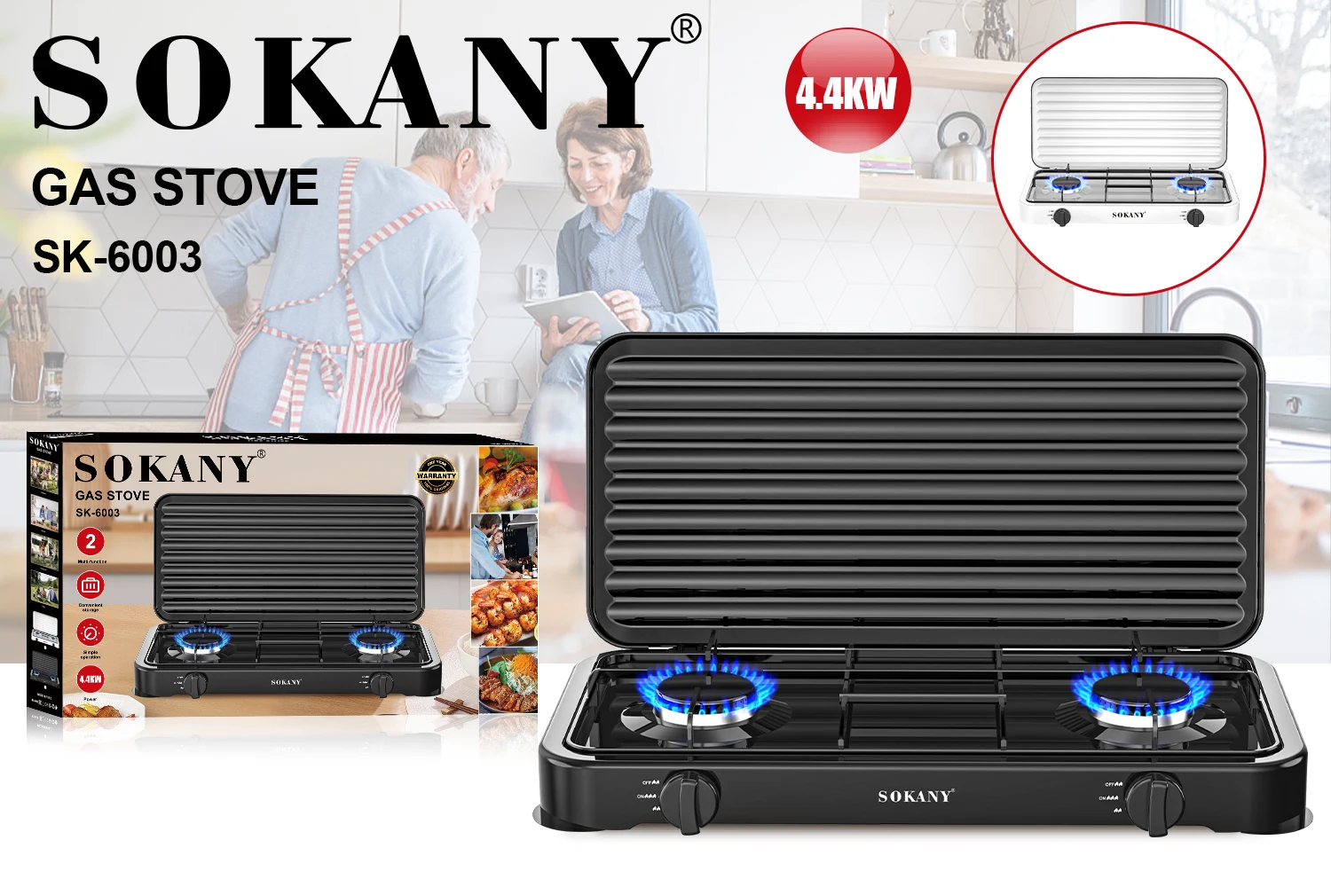 Sokany 6003 Gas Cooker - Portable Outdoor Stove for Camping