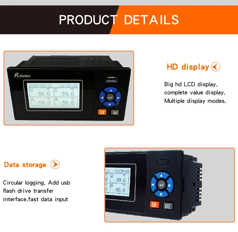 4-20ma Multi Signal Channel Pt100 Pressure Temperature Data Logger ...
