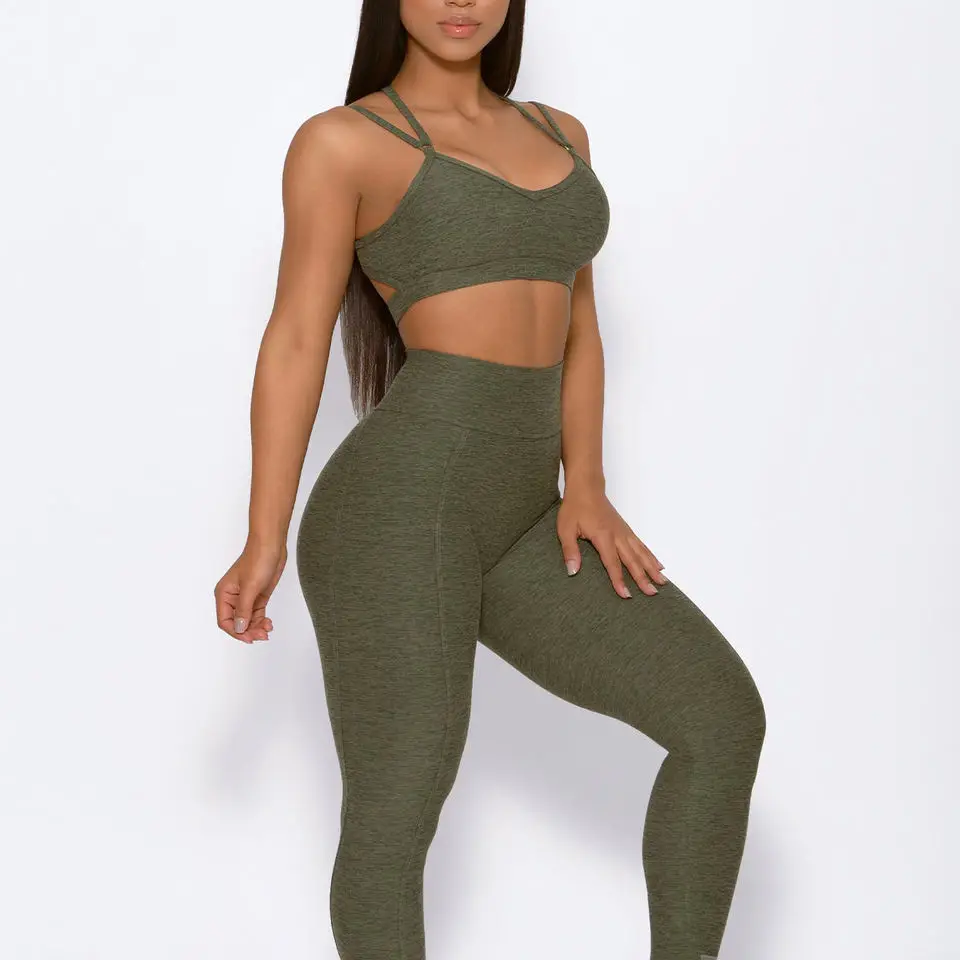 Wholesale Fitness Yoga Wear 3 Pcs Seamless Workout Women Gym Sets 10 Customized Logo Printing ...