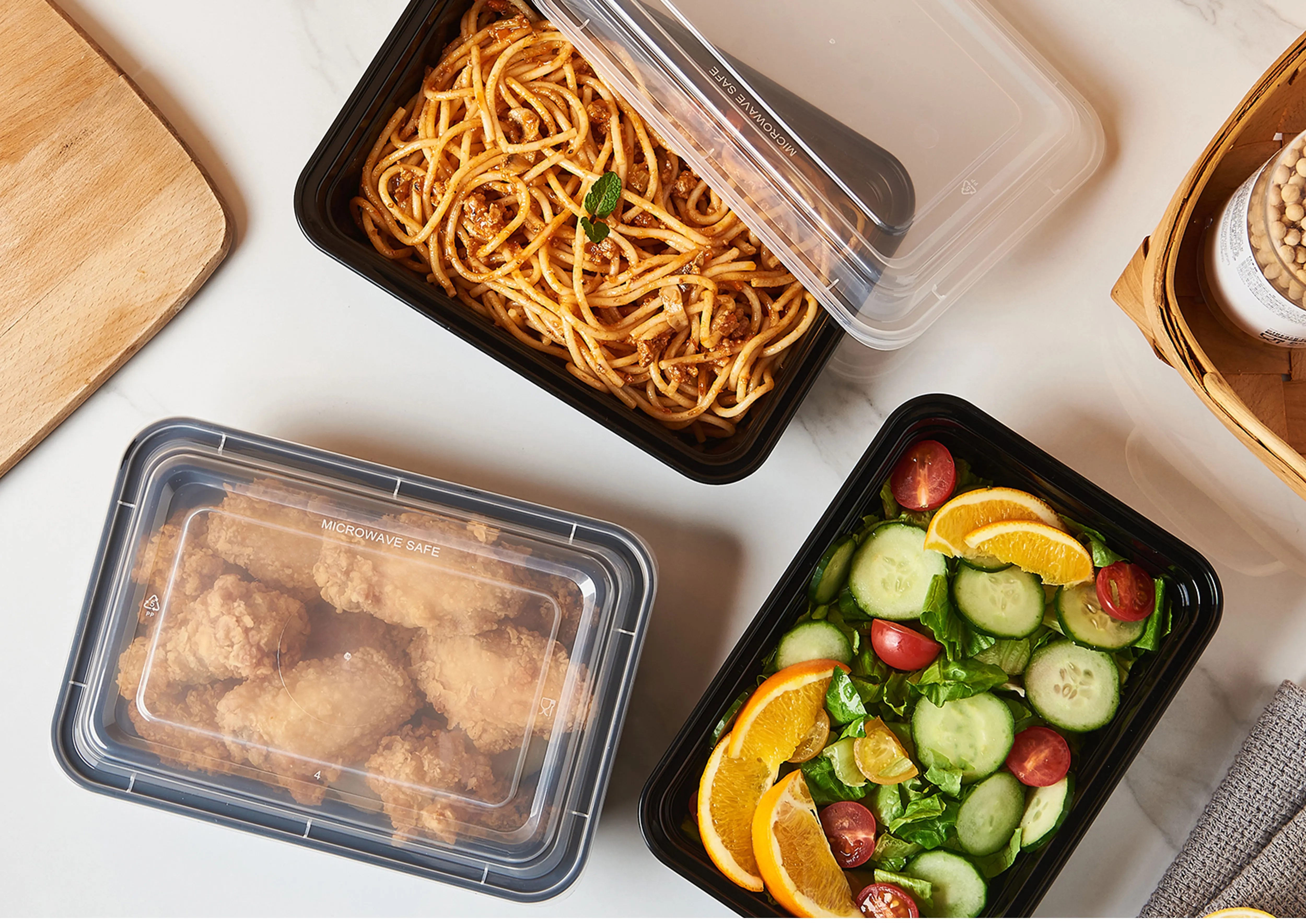 Fuling Microwave Tight Seal 24/26/28/32 Oz Take Out Container Lunch Box ...