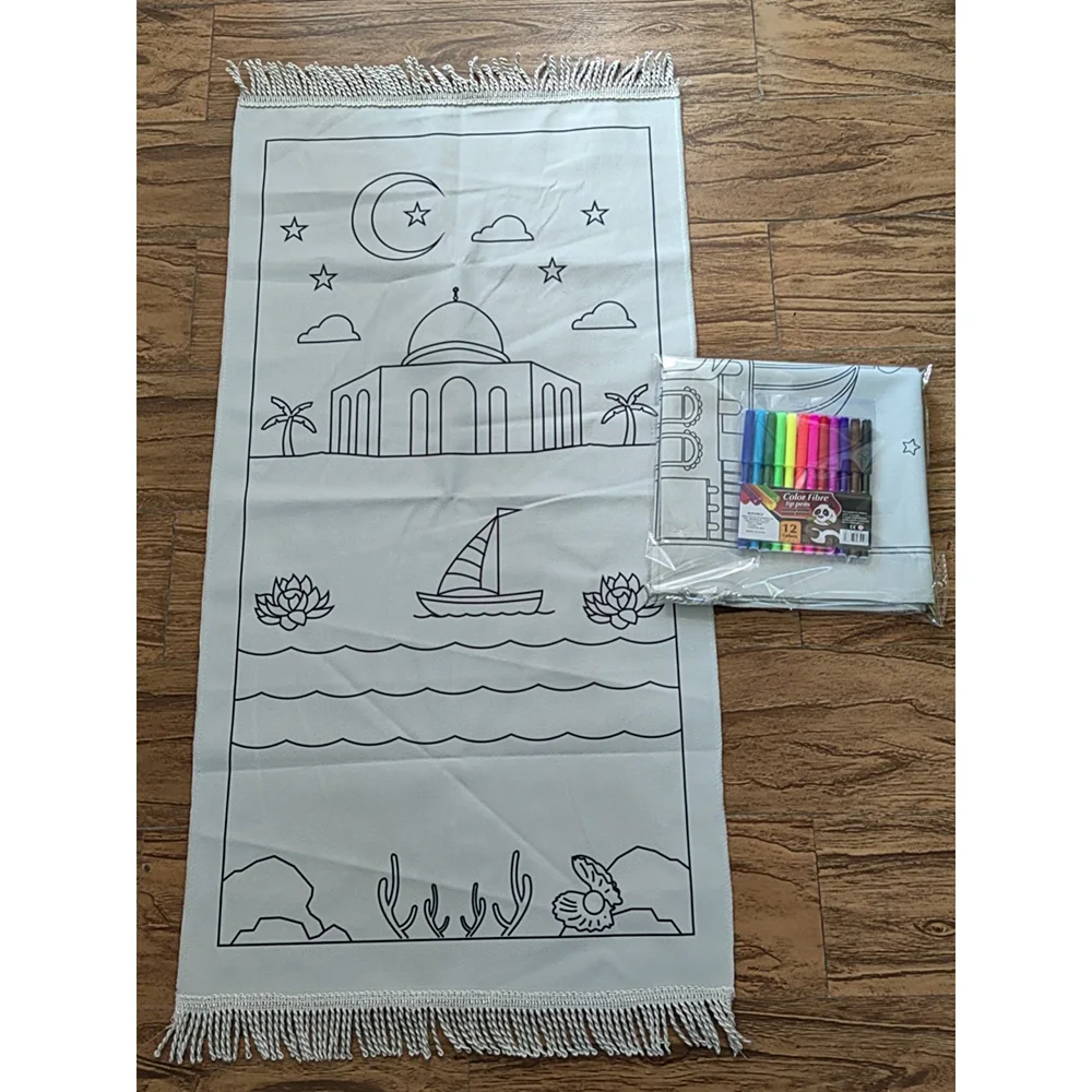 Islamic Turkish Church Prayer Mat Drawing Kids Sejadah Carpet Portable ...