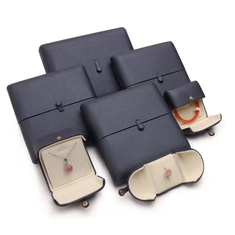 European Luxury Customized Jewellery Box Packaging Blue Pu Leather Box ...