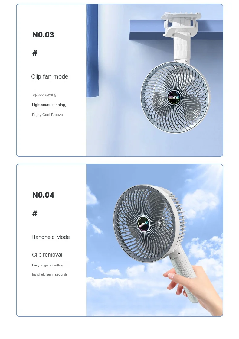 4 In 1 Personal Small Portable Fan Fold Hand Table Clip Fan Usb ...