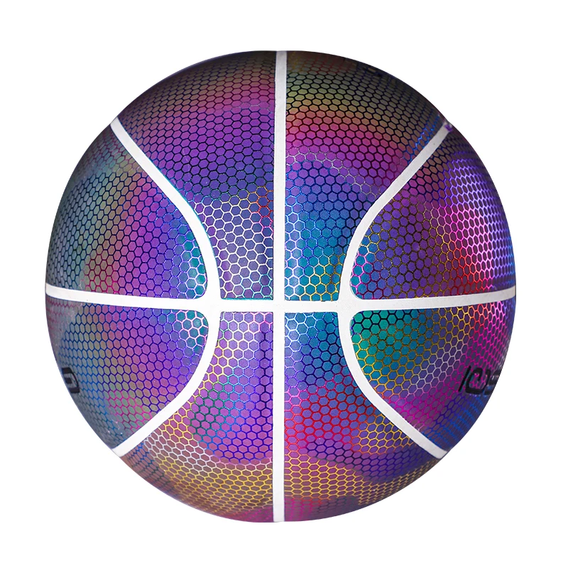 White Luminous Holographic Reflective Basketball 29.5 Size 7 Outdoor ...