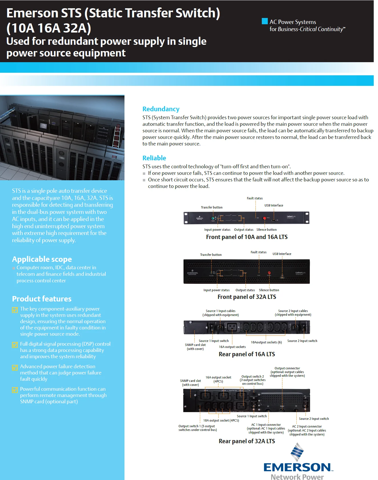 VERTIV Liebert ATS UF-LTS16-1P - Reliable Dual Power Input