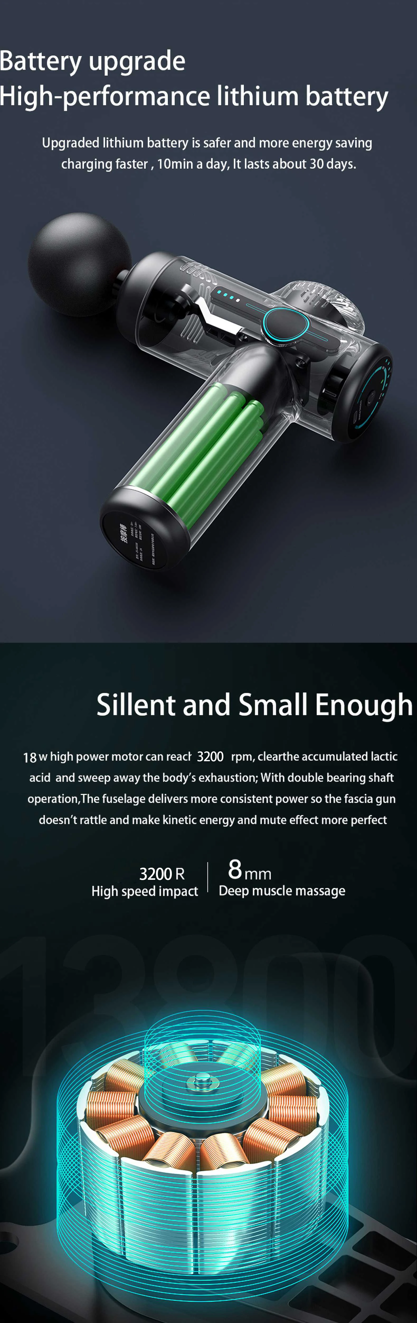 Pro Mini Massage Gun Deep Tissue Percussion Vibration Fitness Fascia ...