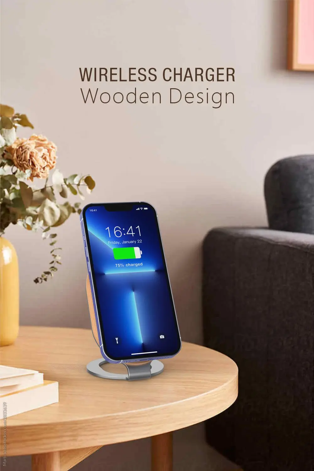 Universal Custom Desk Desktop Cell Mobile Phone Pad Oak wood 15W ...