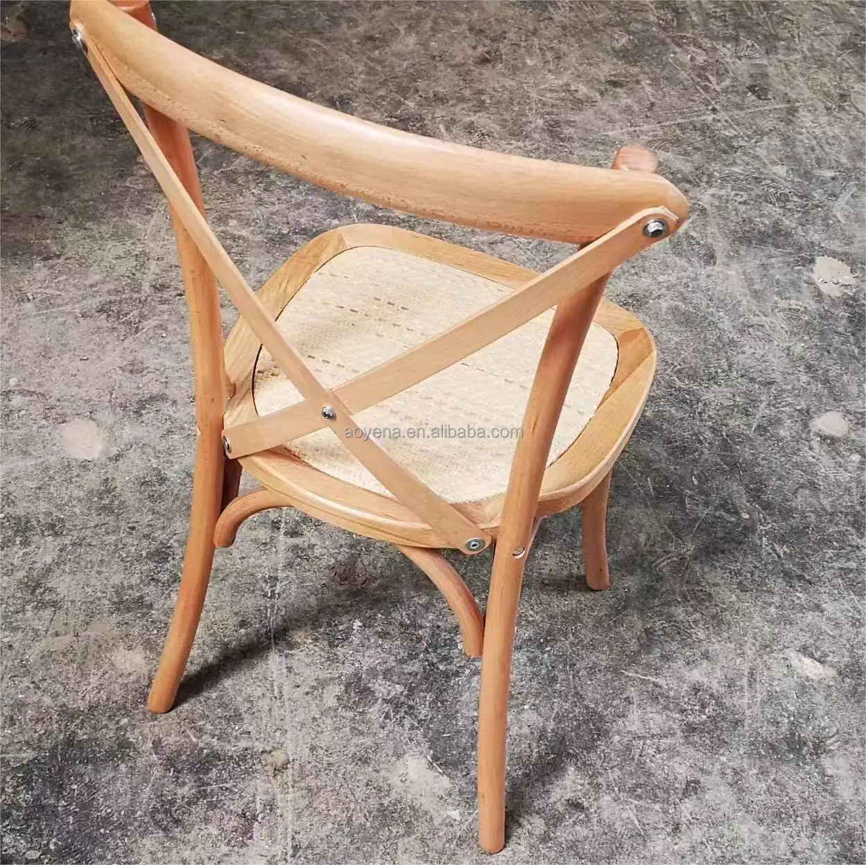Natural Wooden Cross Back Chair in Solid Wood Color for Wedding Events ...