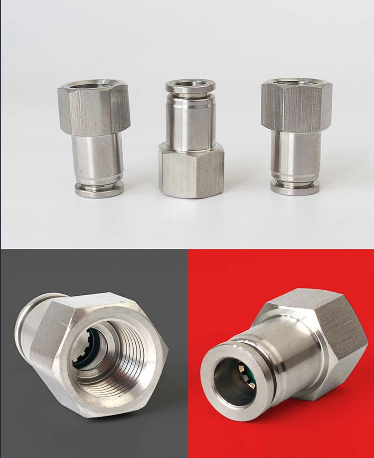 Pcf Series Straight Female Thread Pneumatic Connector 304 Stainless ...