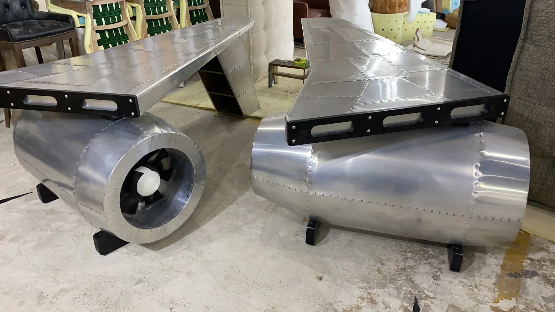 Airplane Furniture Wing Desk Aluminium Rivets Spitfire Aviation Vintage ...