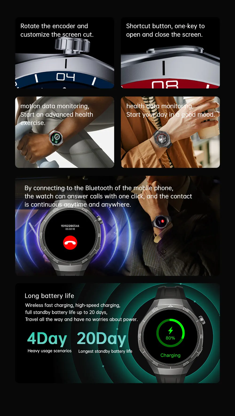 Kalobee SK40 Smartwatch: Waterproof, Touchscreen, Music & Sports ...