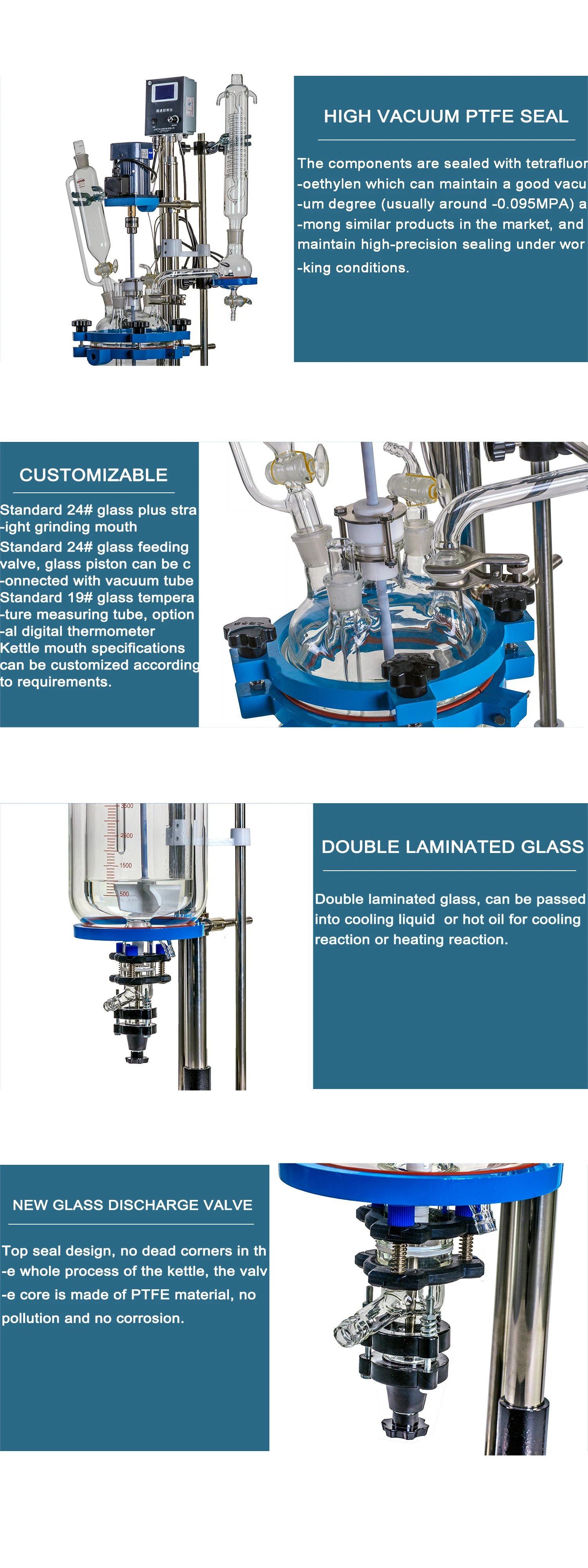 5L Laboratory Glass Reactor with Reflux Condenser - Effison