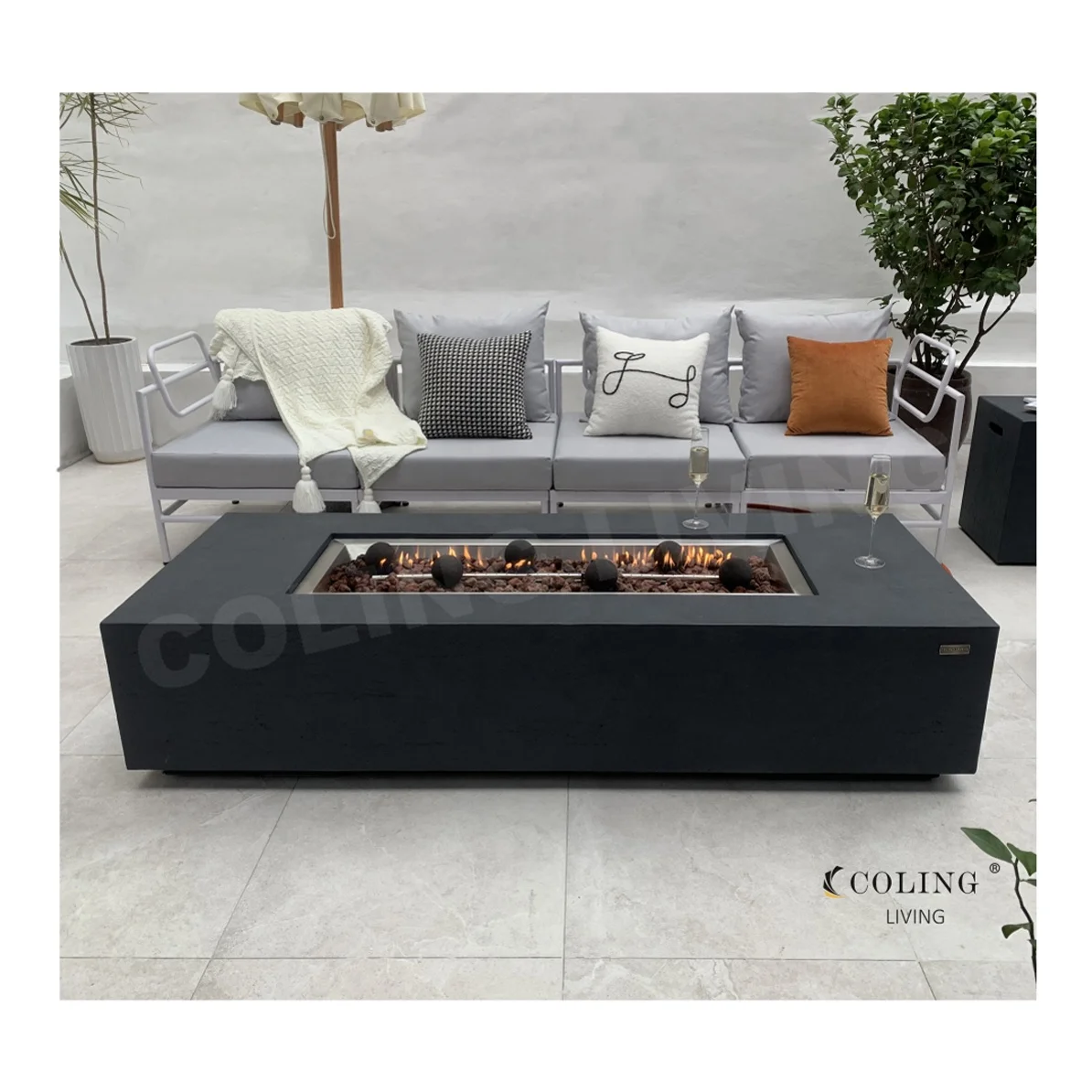 New P007-2 Premium Rectangular Lpg Fire Pits Outdoor Patio Gas ...