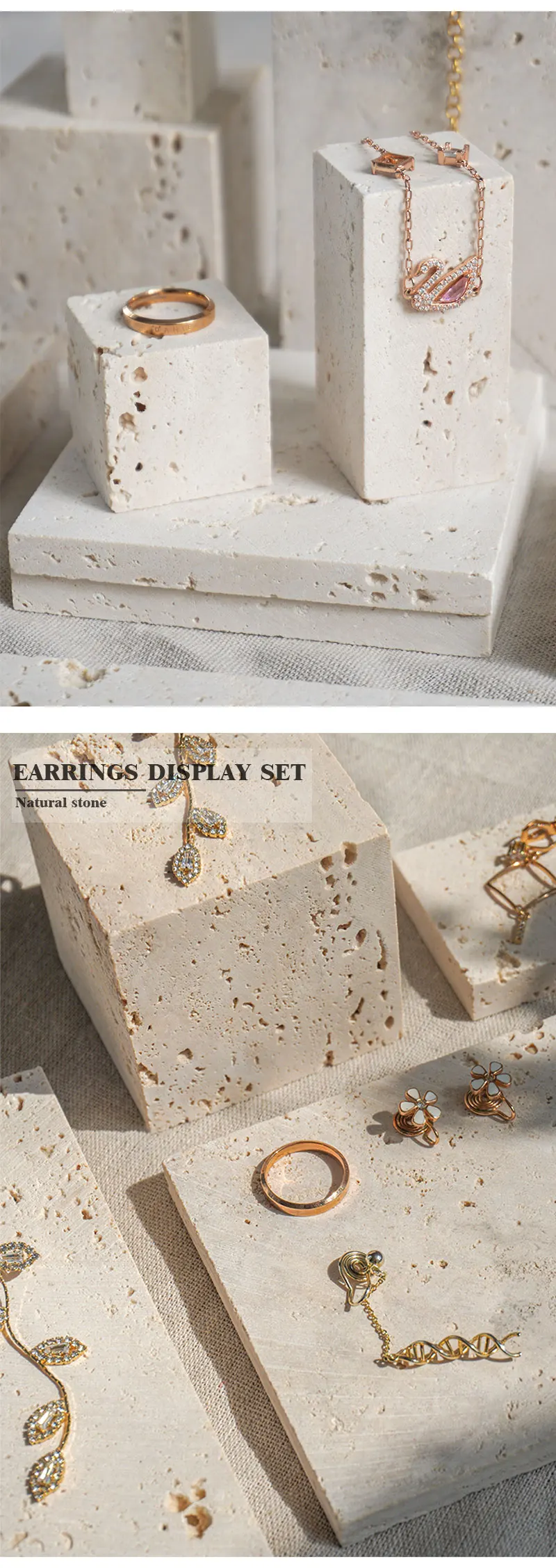 Custom Natural Marble Stone Jewelry Display Stand Earrings Jewelry Ring ...