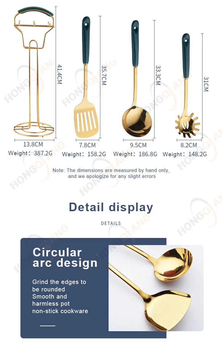 Luxurious 7pcs Stainless Steel Gilded Home Kitchen Ceramic Handle ...