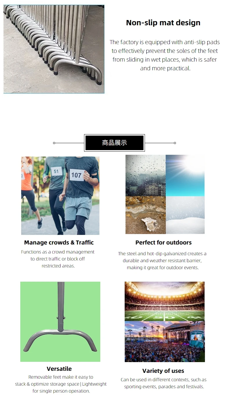 5 Feet Heavy Duty Galvanized Steel Barrier Interlocking Crowd Control ...