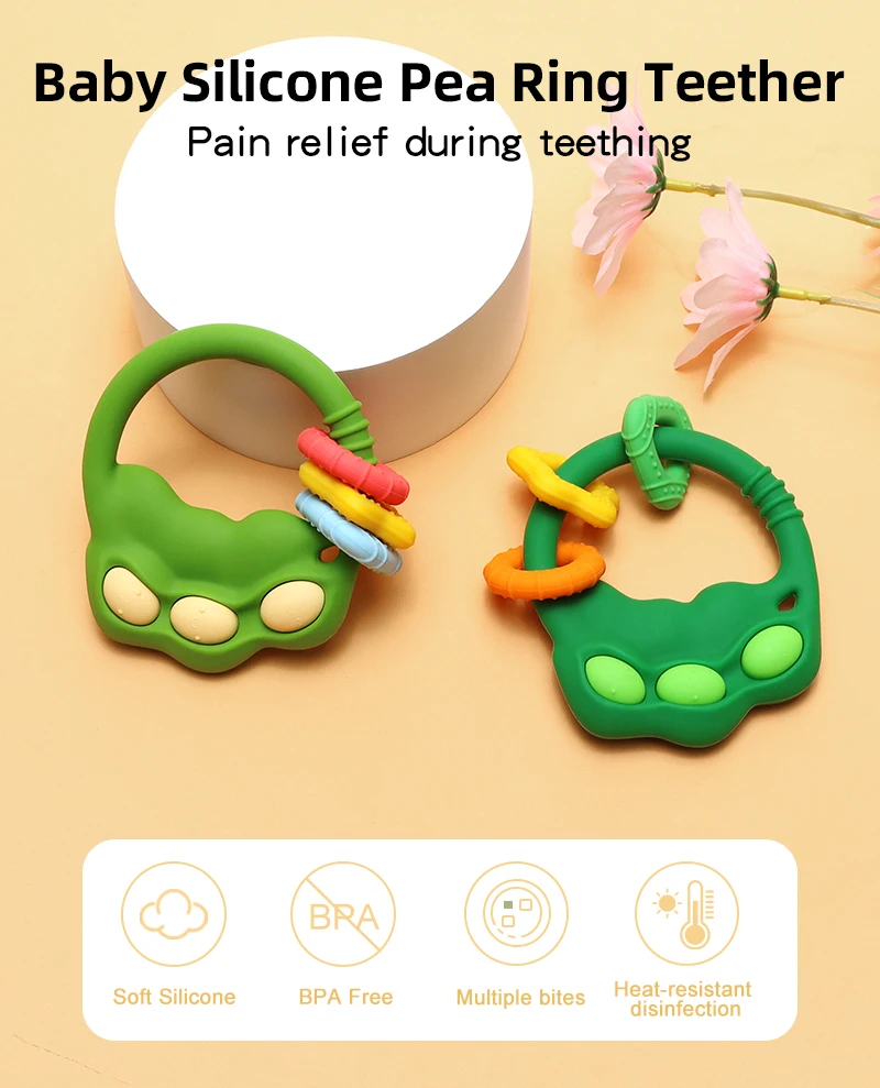 3-6 Months Non-toxic Silicone Baby Teether Soothing Teether for Infants ...