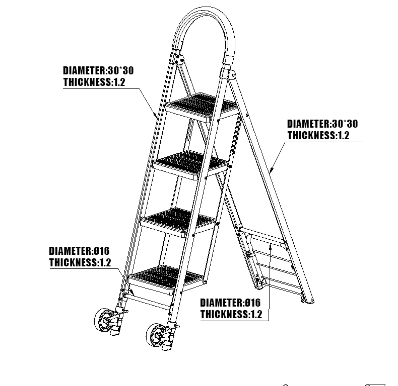 Aluminium Modern Combination Foldable Multi-Purpose 2-4 Step Trolley ...