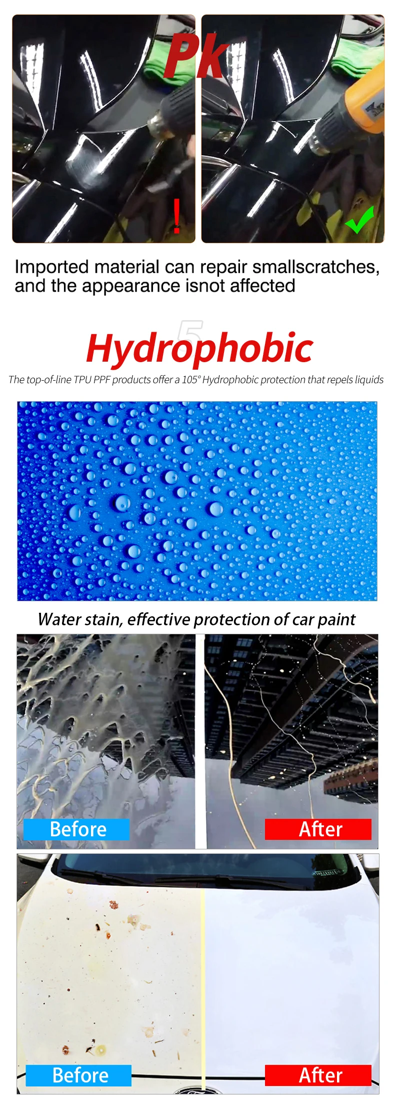 10 Years Warranty USA Quality Self Healing TPU PPF Film