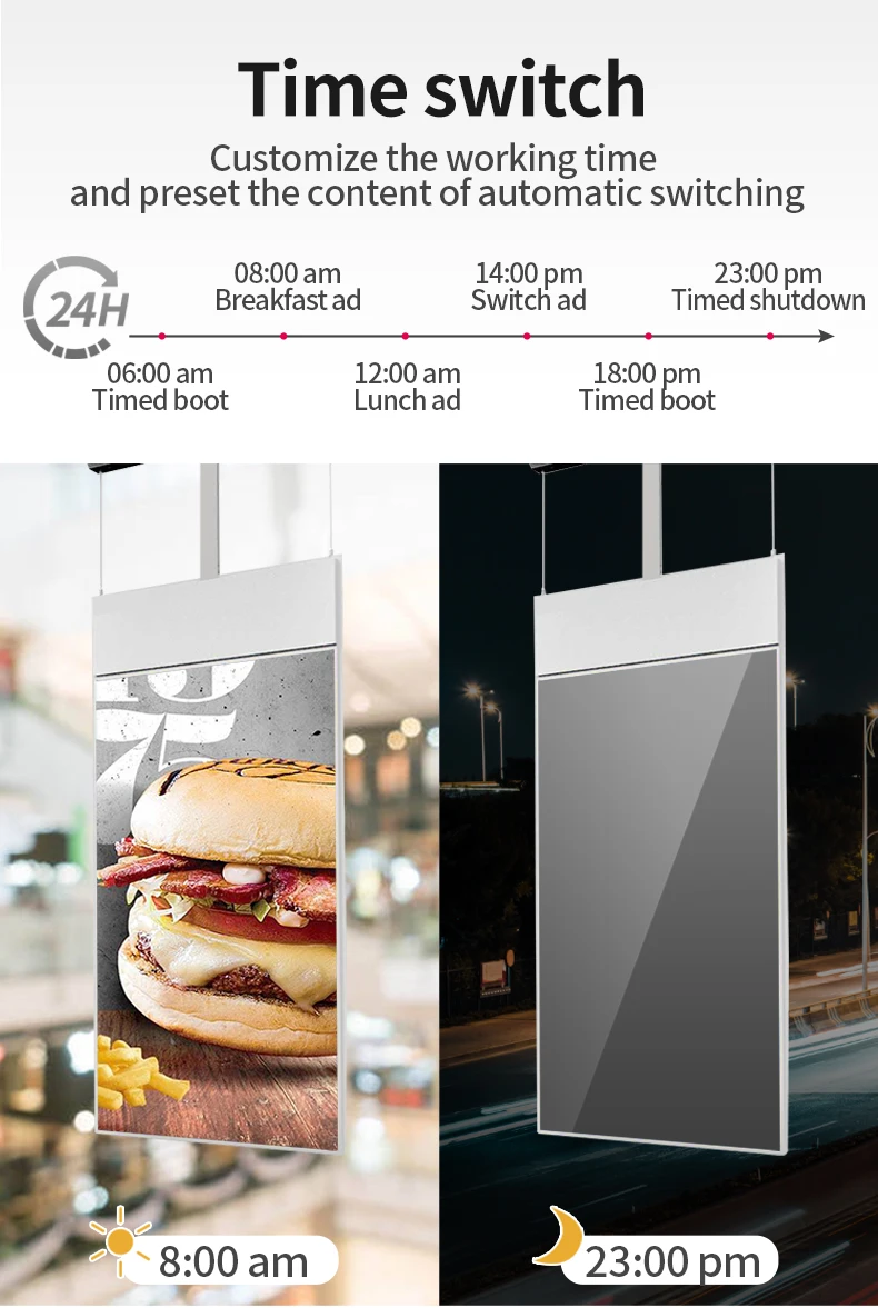 Double Side Dual Digital Window Display Signage Vertical Transparent ...