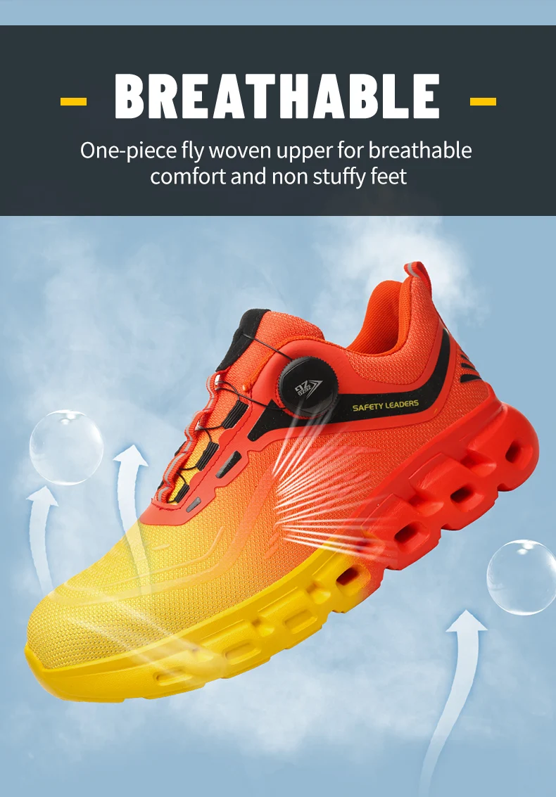 Orange Fast Lacing System Safety Shoes - Durable & Comfortable