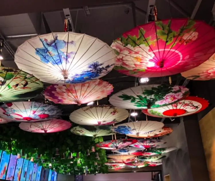 Japanese Chinese Ceiling Decoration Umbrellas - Handmade Silk