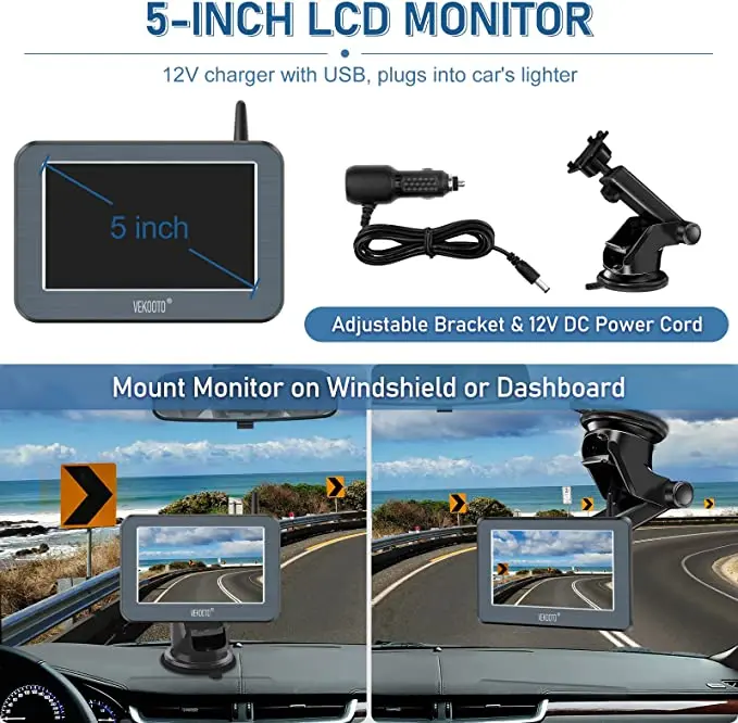 Customized Magnetic Solar Wireless Backup Camera And 5inch Monitor Kits ...