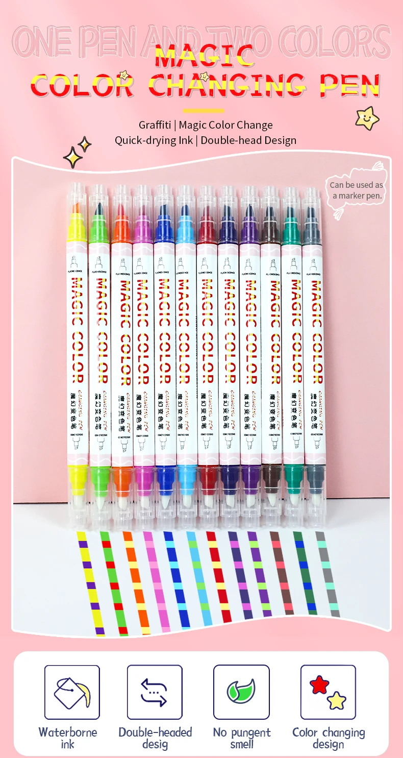 12 Pack Highlighters Color Changing Dual Tip Chisel Tip Assorted Magic ...