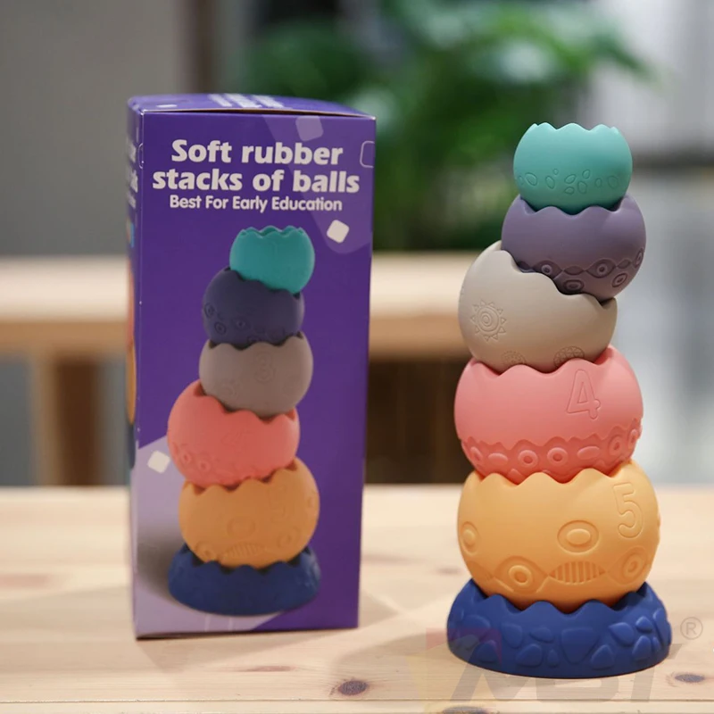 Toddlers Sensory Educational Montessori Baby Blocks Newborn Stacker ...