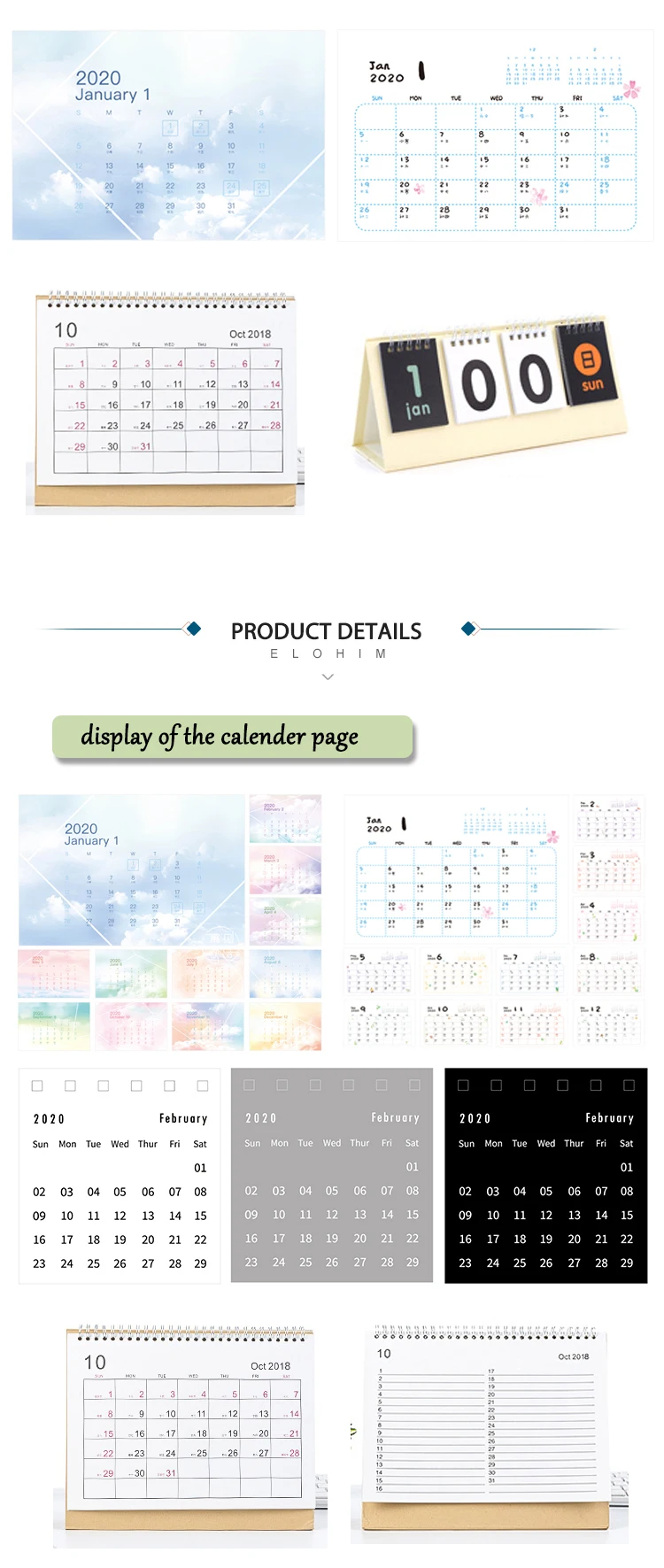 2019 Wooden Desk Calendar with Customized LOGO & Design
