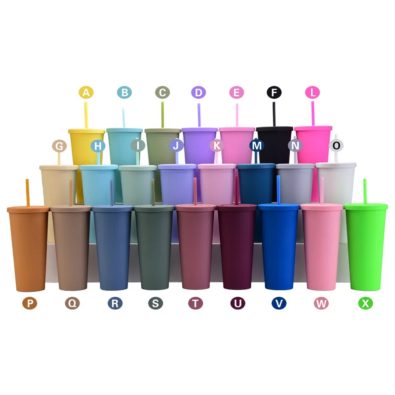 Wholesale Bulk Simple Modern 710ml 24oz Matte Colored Black Plastic ...