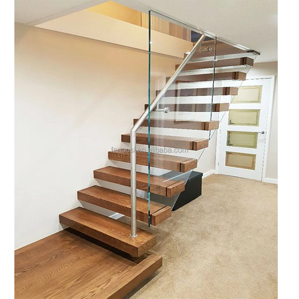 Floating Stairs Customize Luxury Straight Wooden Staircase Floating ...