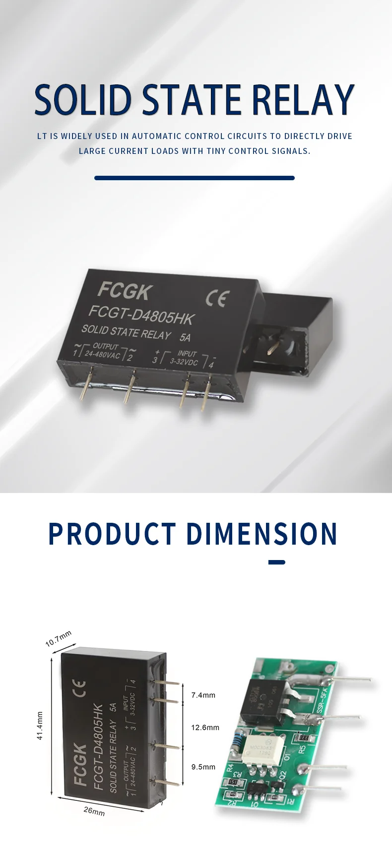 SIP Solid State Relay 5a SSR Relay DC Control FCGT1-D4805HK