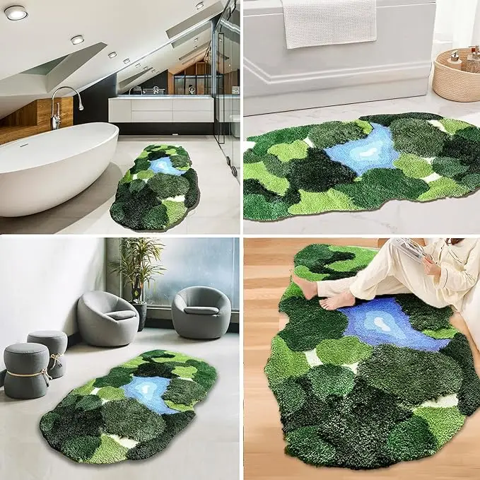 Cartoon Funny Emojis Tufted Floor Mat Toilet Bathroom Bedroom Absorbent ...